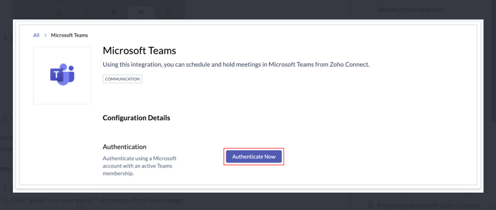 How to Integrate Microsoft Teams with Zoho Connect