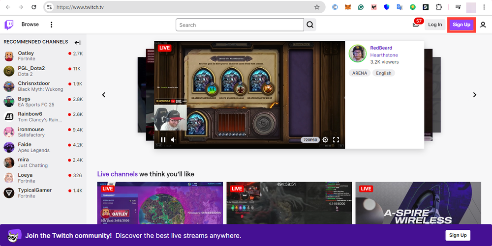 How to set up an account on Twitch