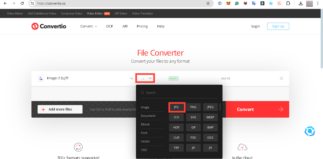 How to convert file format using Convertio