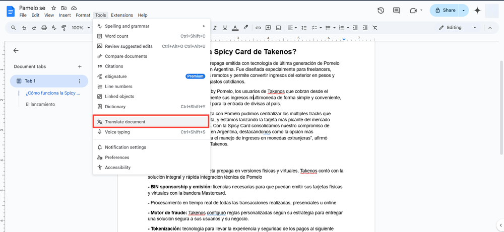 How to Translate Documents on Google Docs
