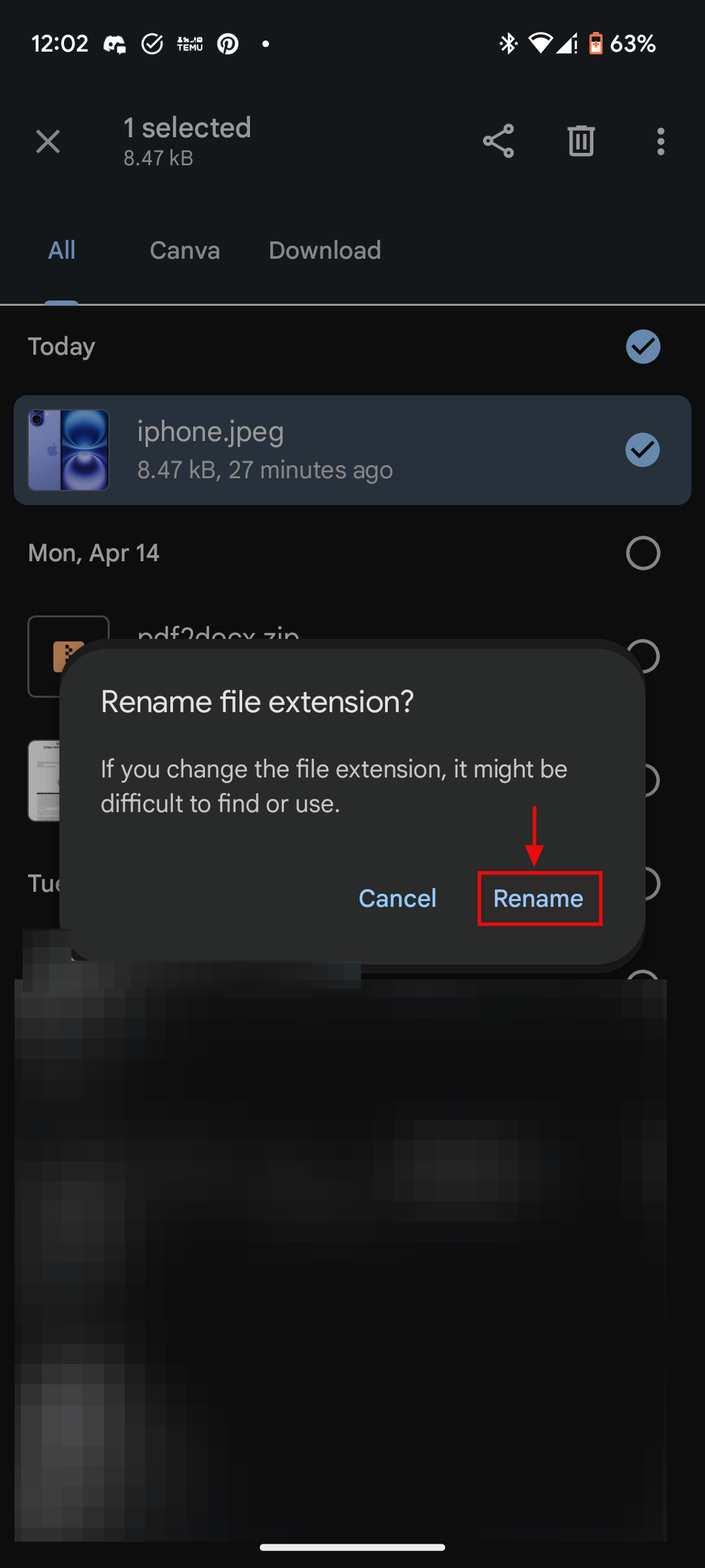 How to Change File Extension (Type) on Android