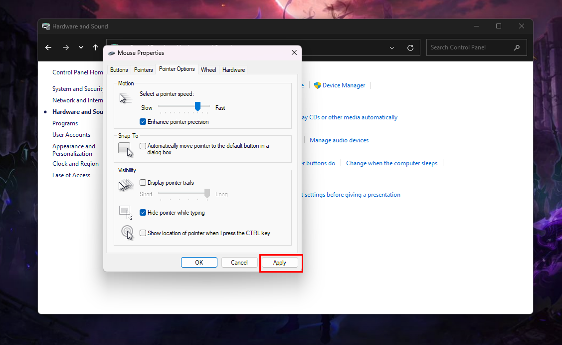 How to change mouse speed on Windows 11