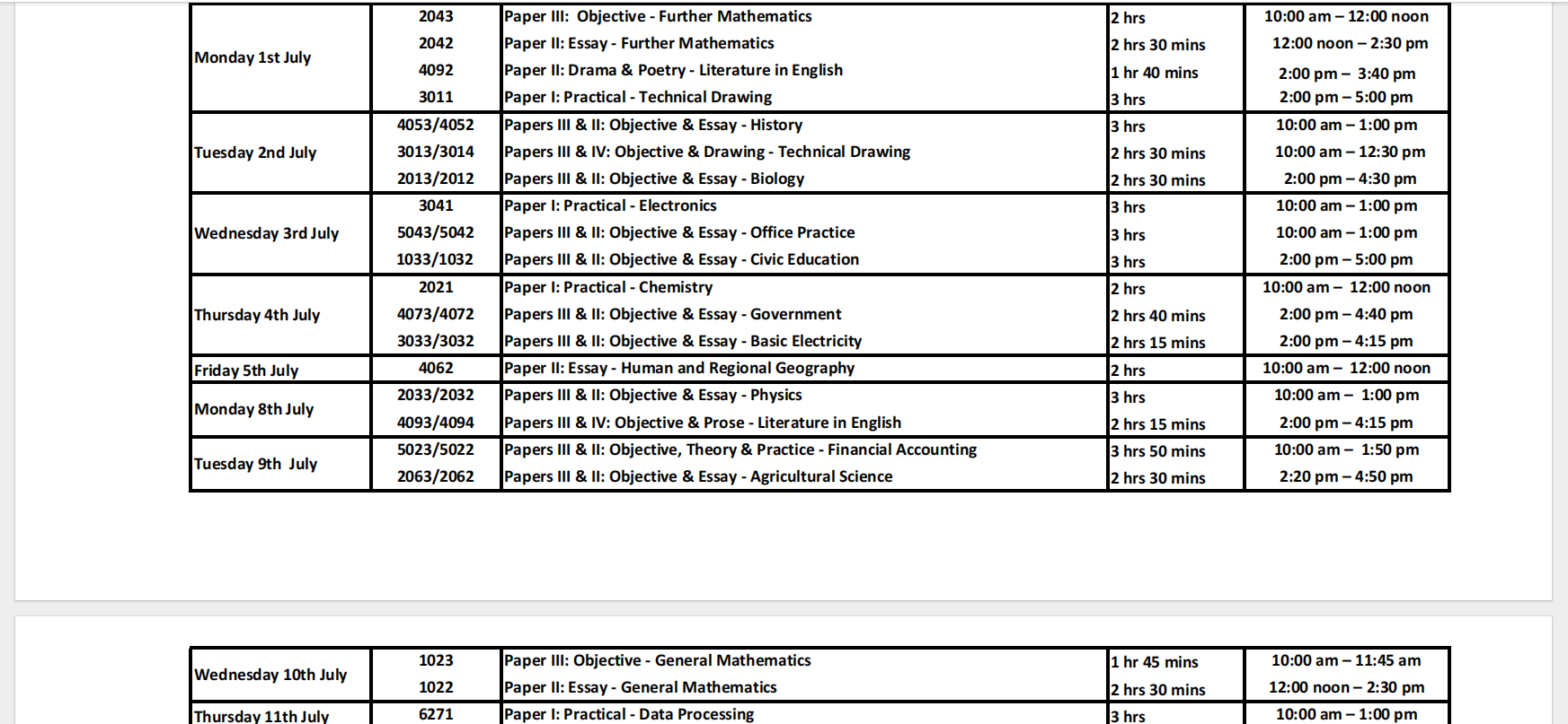 How to Check NECO Official Timetable 2024