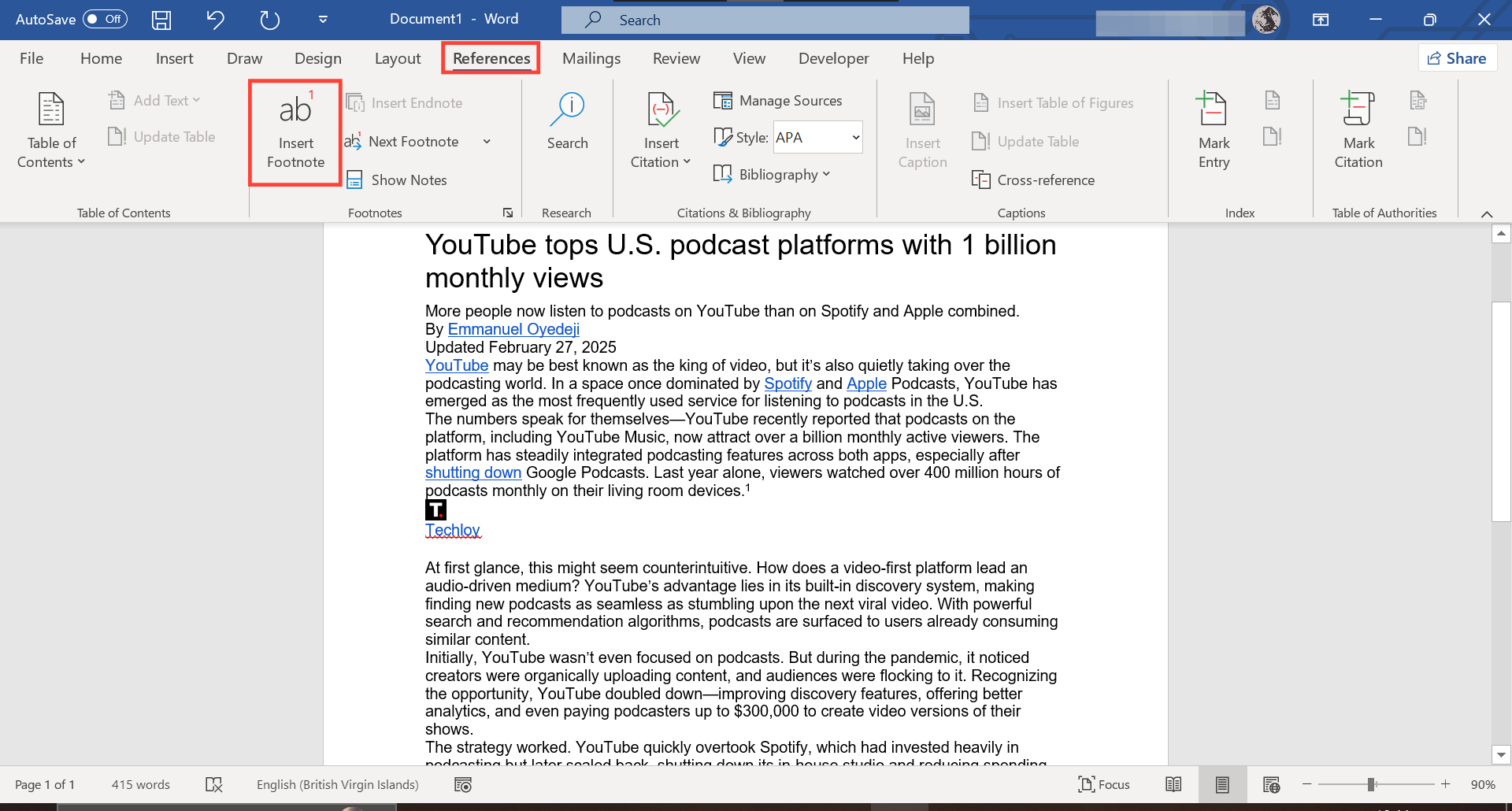 How to Add Footnotes in Google Docs and Microsoft Word