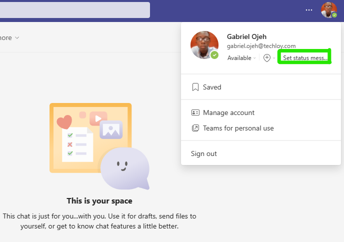How to Set up an Out-of-Office Status Message in Microsoft Teams