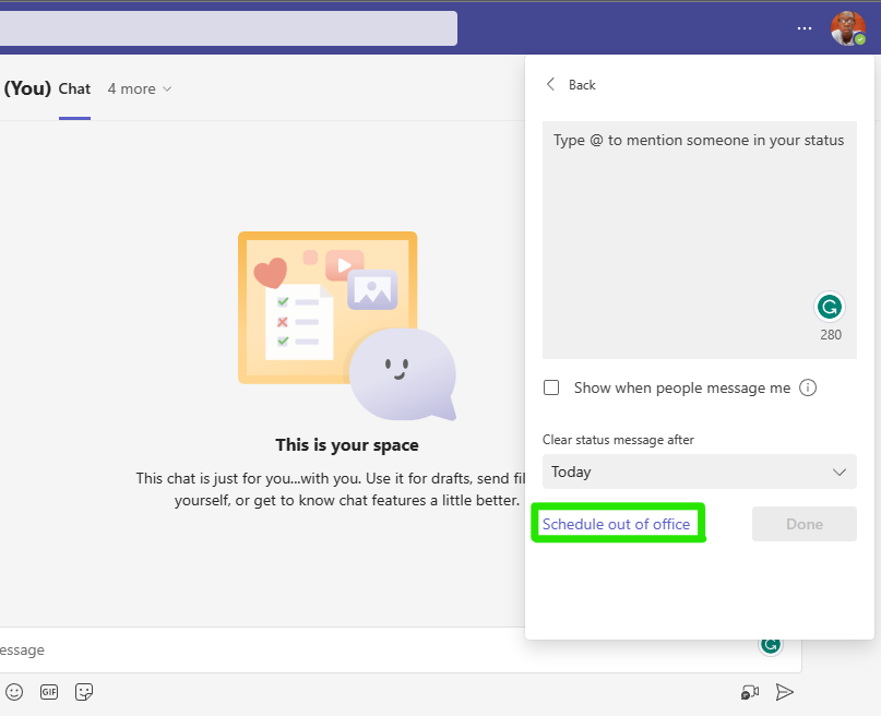 How to Set up an Out-of-Office Status Message in Microsoft Teams