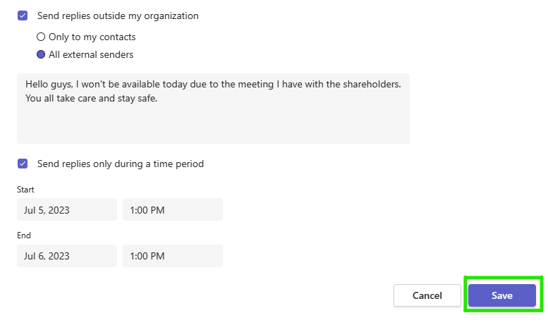 How to Set up an Out-of-Office Status Message in Microsoft Teams