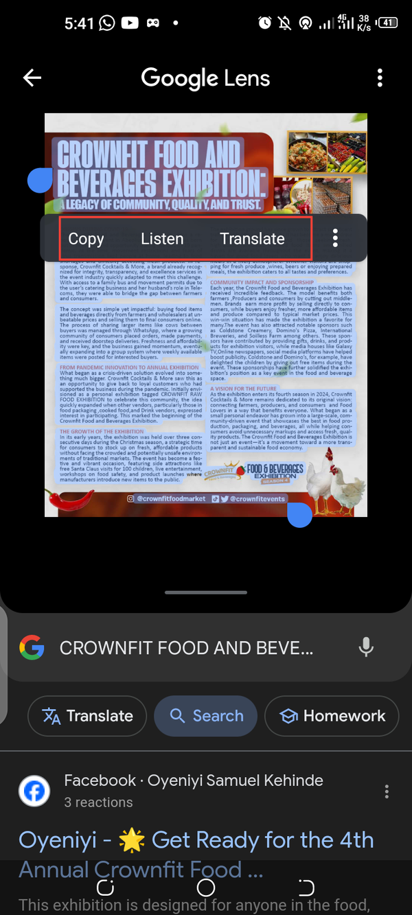 How to use Google Lens to scan text on Android