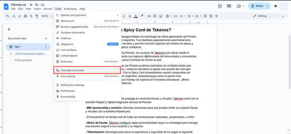 How to Translate Documents on Google Docs