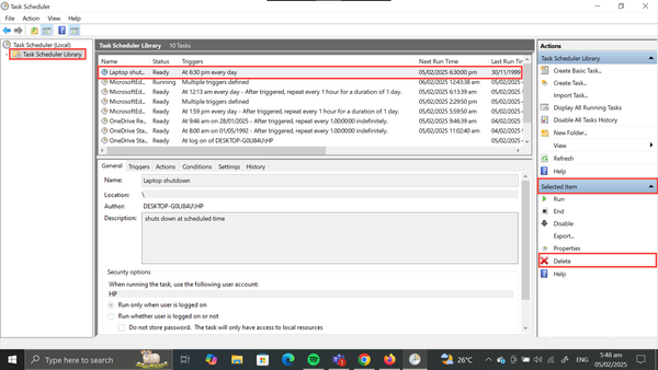 How to schedule laptop shutdown on Windows